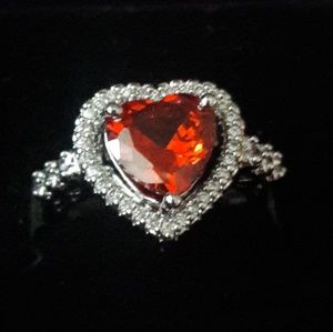 Jewelry | 925 Sterling Silver Red Heart Cz Ring | Poshmark